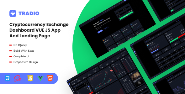 Tradio - Cryptocurrency Exchange Vue App Dashboard by Quixlab | ThemeForest